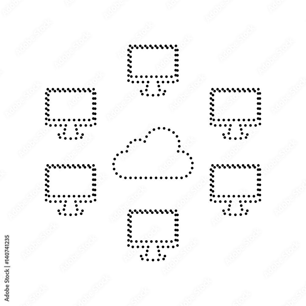 Computers network sign. Vector. Black dotted icon on white background ...