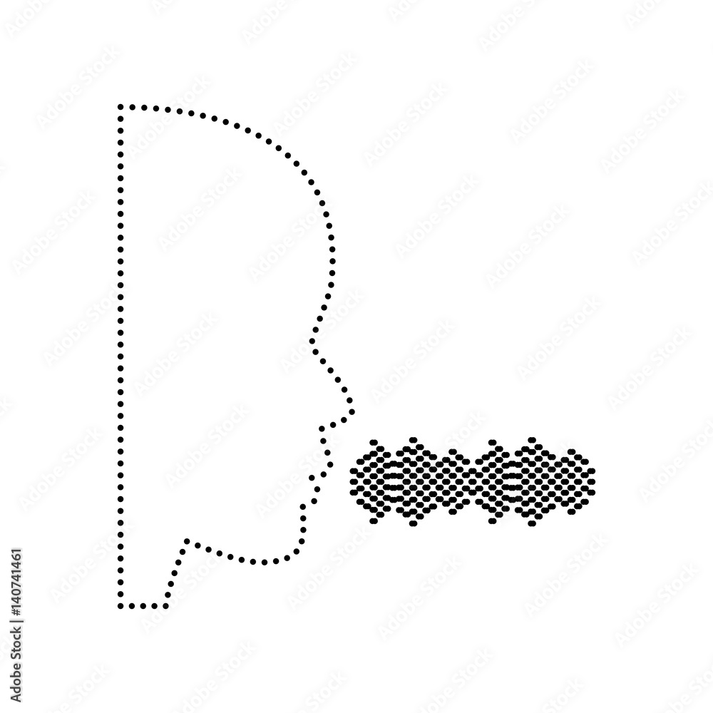 People speaking or singing sign. Vector. Black dotted icon on white ...