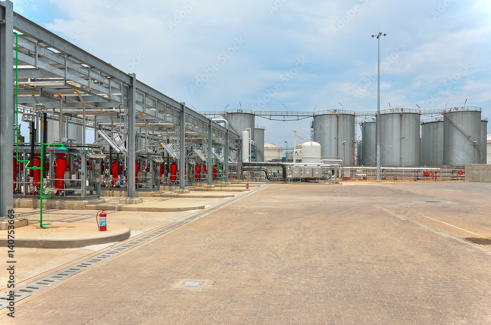 Bottom loading tank trucks terminal with tank farms Stock Photo | Adobe ...