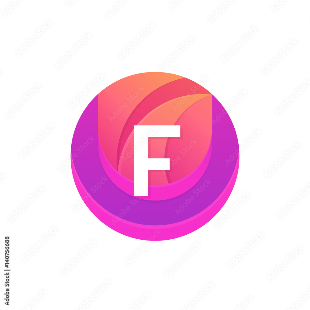 Letter F logo abstract circle shape element. Vector round company icon ...