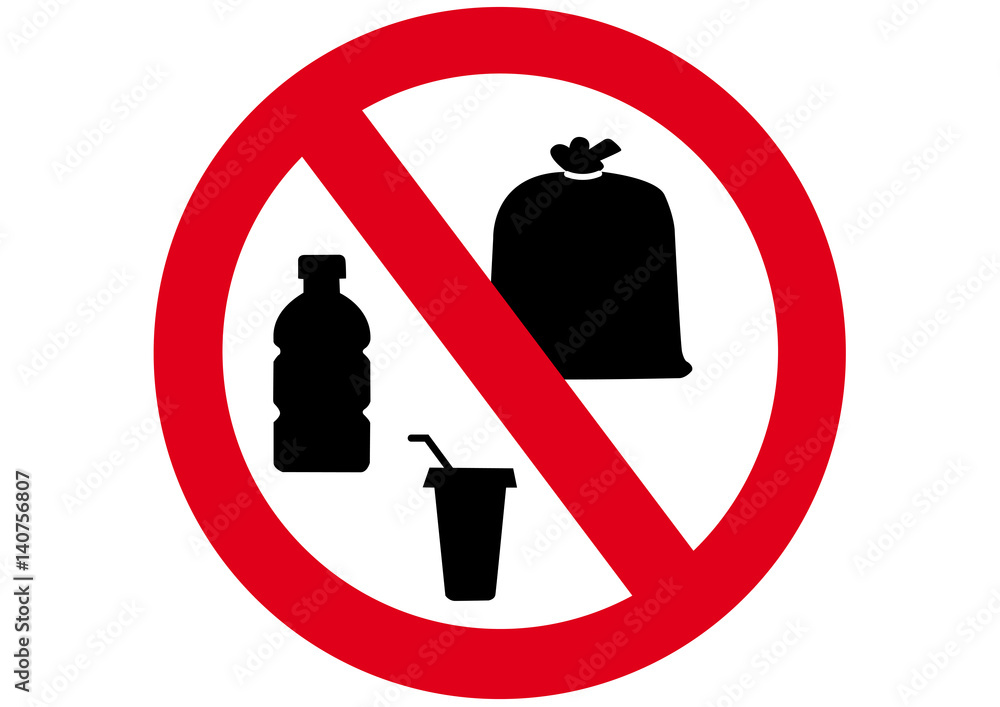 Schild Plastikmüll verboten Stock-Vektorgrafik | Adobe Stock