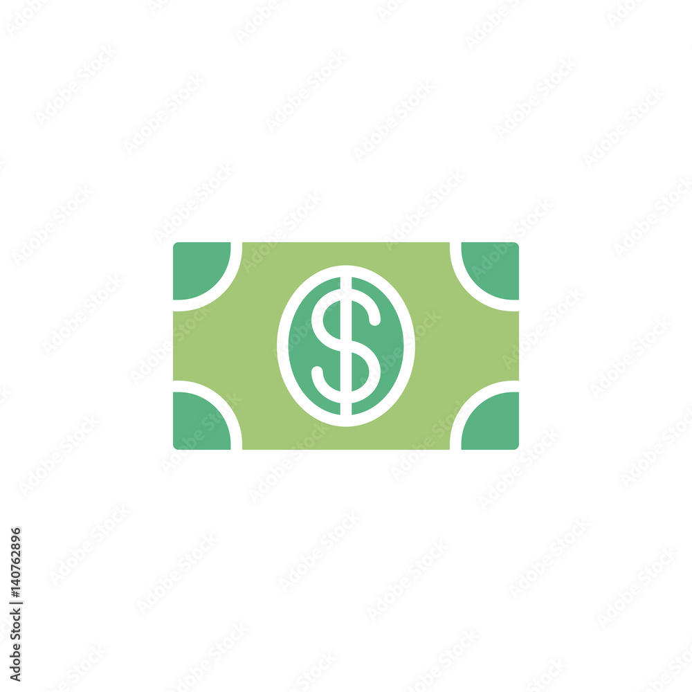 Money, dollar banknote icon vector, filled flat sign, solid colorful ...