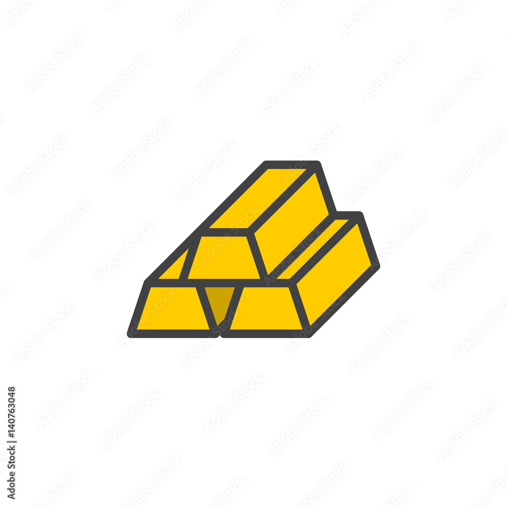 Gold bars line icon, filled outline vector sign, linear colorful ...