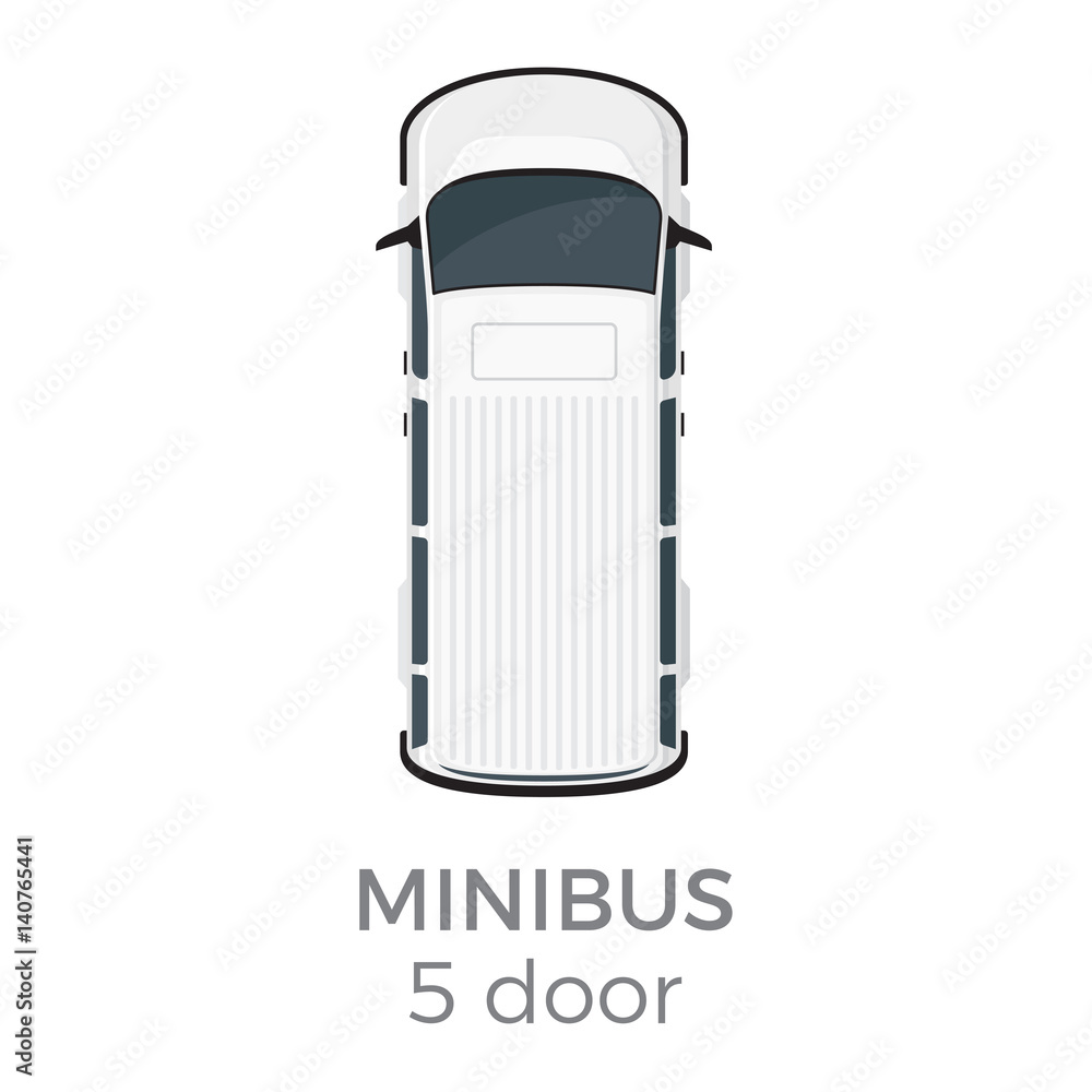 Five Doors Minibus Top View Flat Vector Icon Stock Vector | Adobe Stock