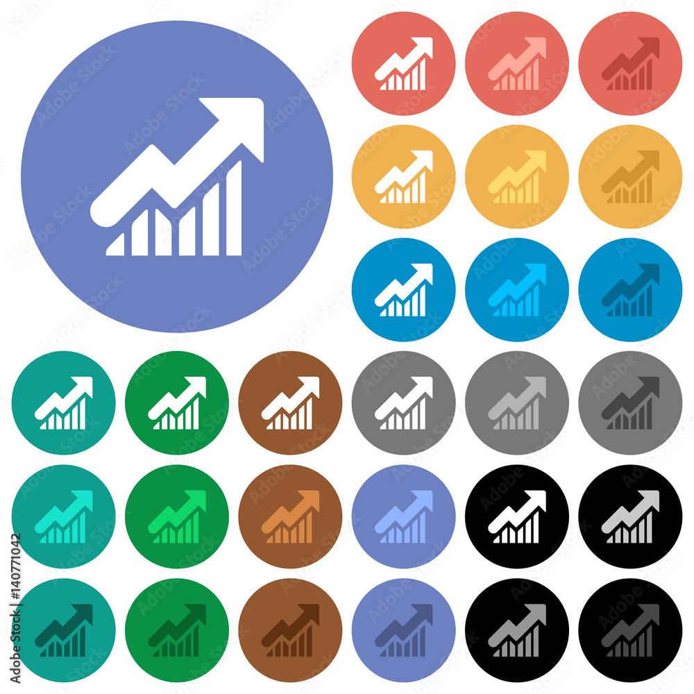 Rising graph round flat multi colored icons Stock Vector | Adobe Stock