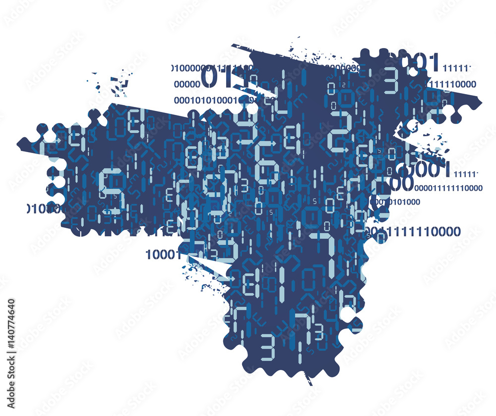 Digital Numbers background. Blue grunge Abstract background with ...