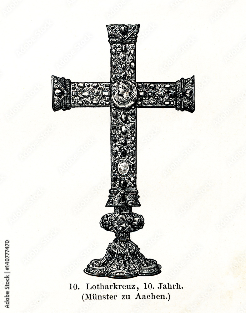 Cross of Lothair, about 1000 AD (from Meyers Lexikon, 1895, 7/736/737 ...