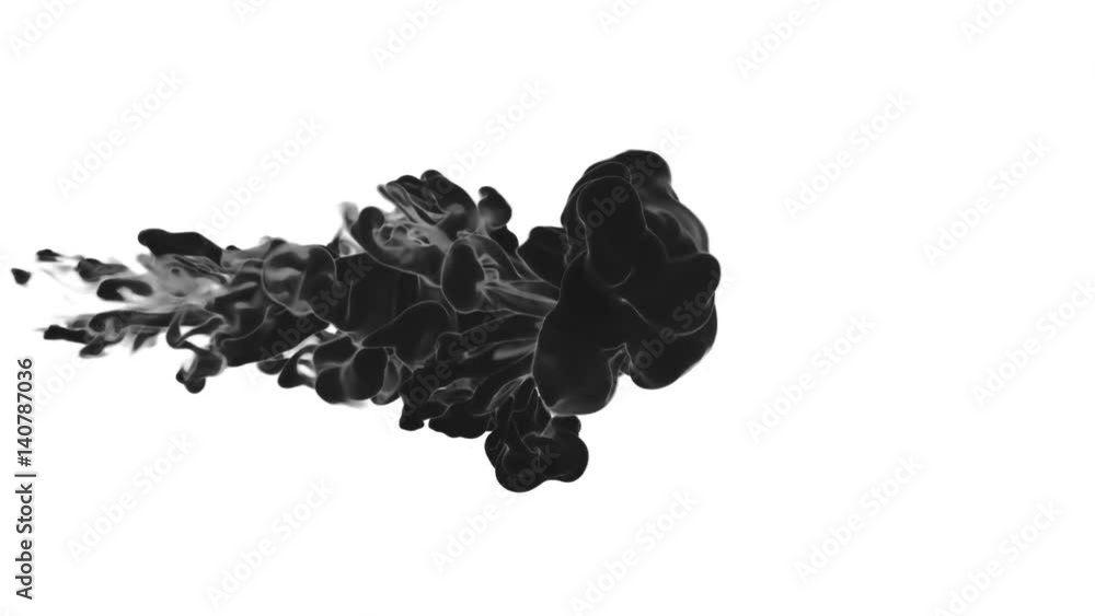Vidéo Stock Abstract black Ink or smoke background with alpha mask. VFX ...