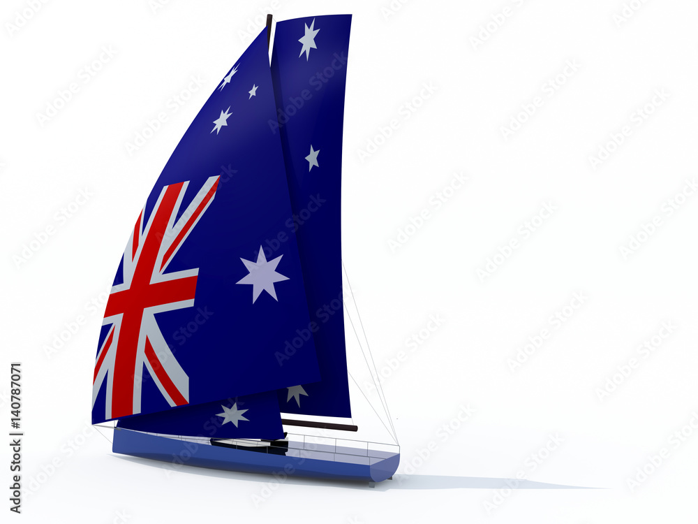 sailboat with sail colored as australian flag Stock Illustration ...
