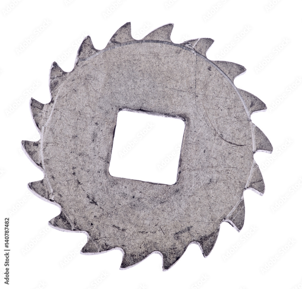 old steel isolated gear with curved teeths Stock Photo | Adobe Stock