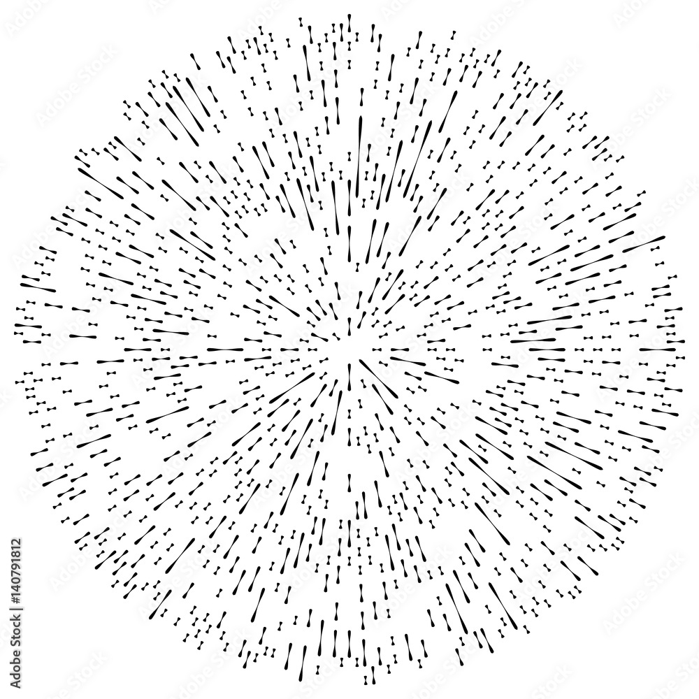 Random radial lines explosion effect. Radiating stripes circular ...