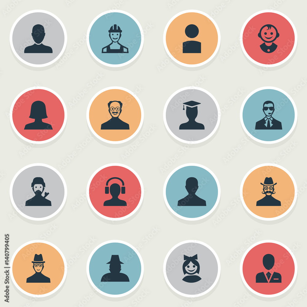 Vector Illustration Set Of Simple Avatar Icons. Elements Moustache Man ...