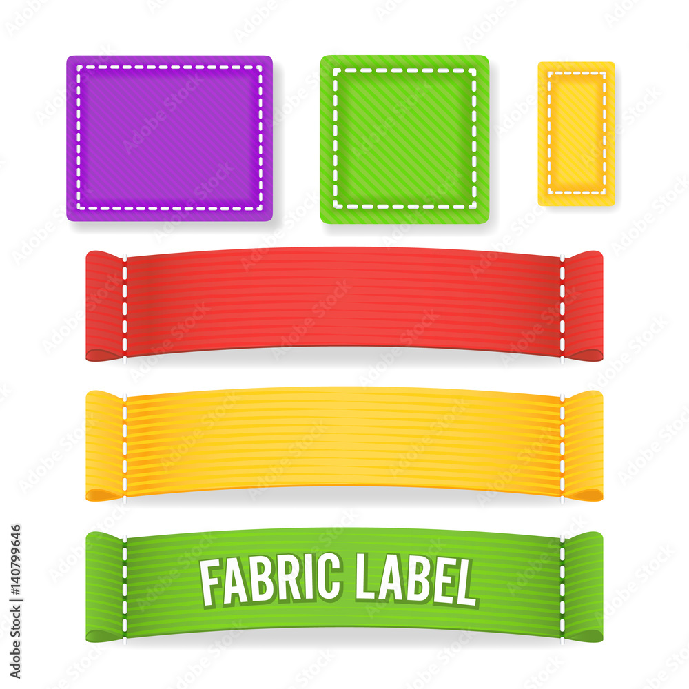 Color Label Fabric Blank Vector. Different Sizes And Colors. Ready For ...