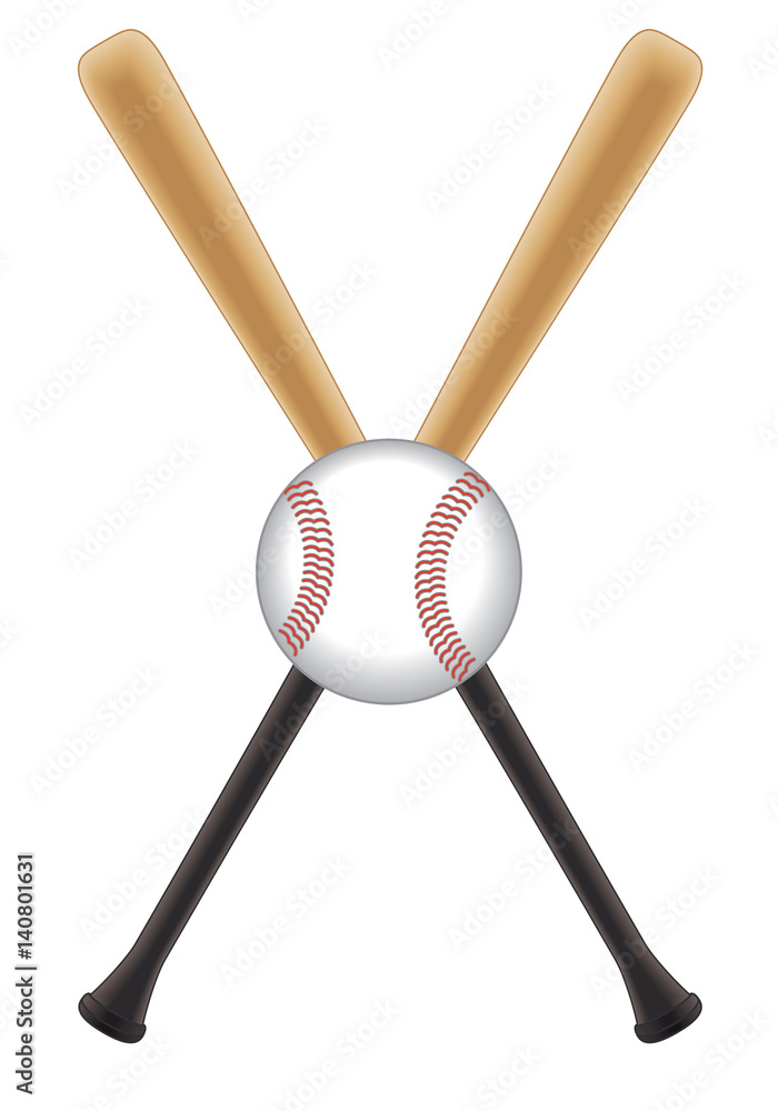 baseball bats crossed with baseball in centre Stock Vector | Adobe Stock