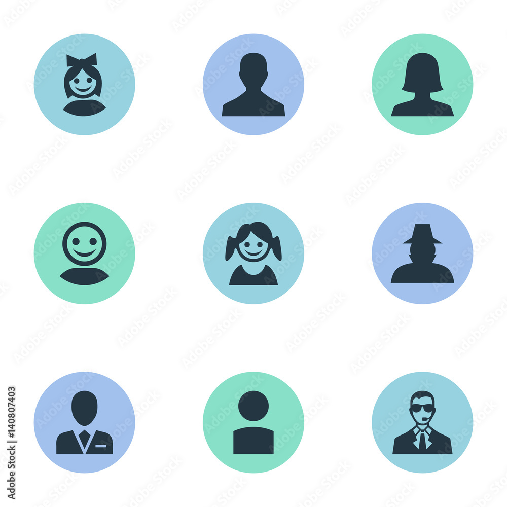 Vector Illustration Set Of Simple Avatar Icons. Elements Little Girl ...