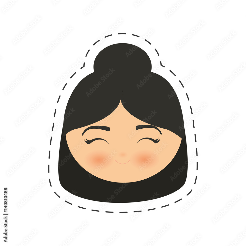 anime face girl cartoon - cut line vector illustration eps 10 Stock ...