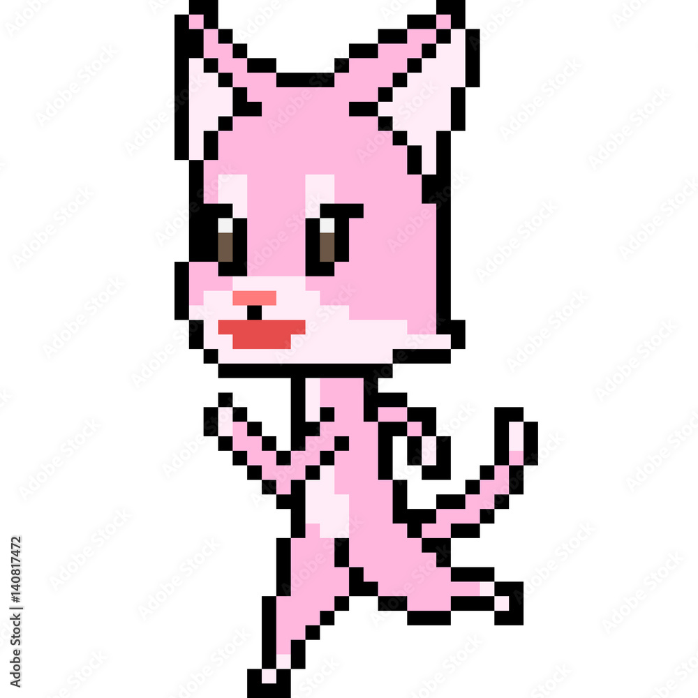 vector pixel art cat run Stock Vector | Adobe Stock