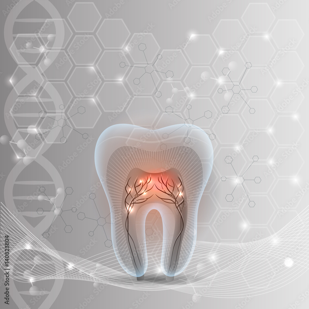Tooth cross section abstract DNA light grey background Stock Vector ...