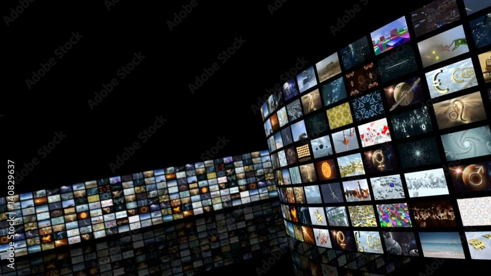Vidéo Stock Animated unrolling media video wall. Loop-able. 3D ...
