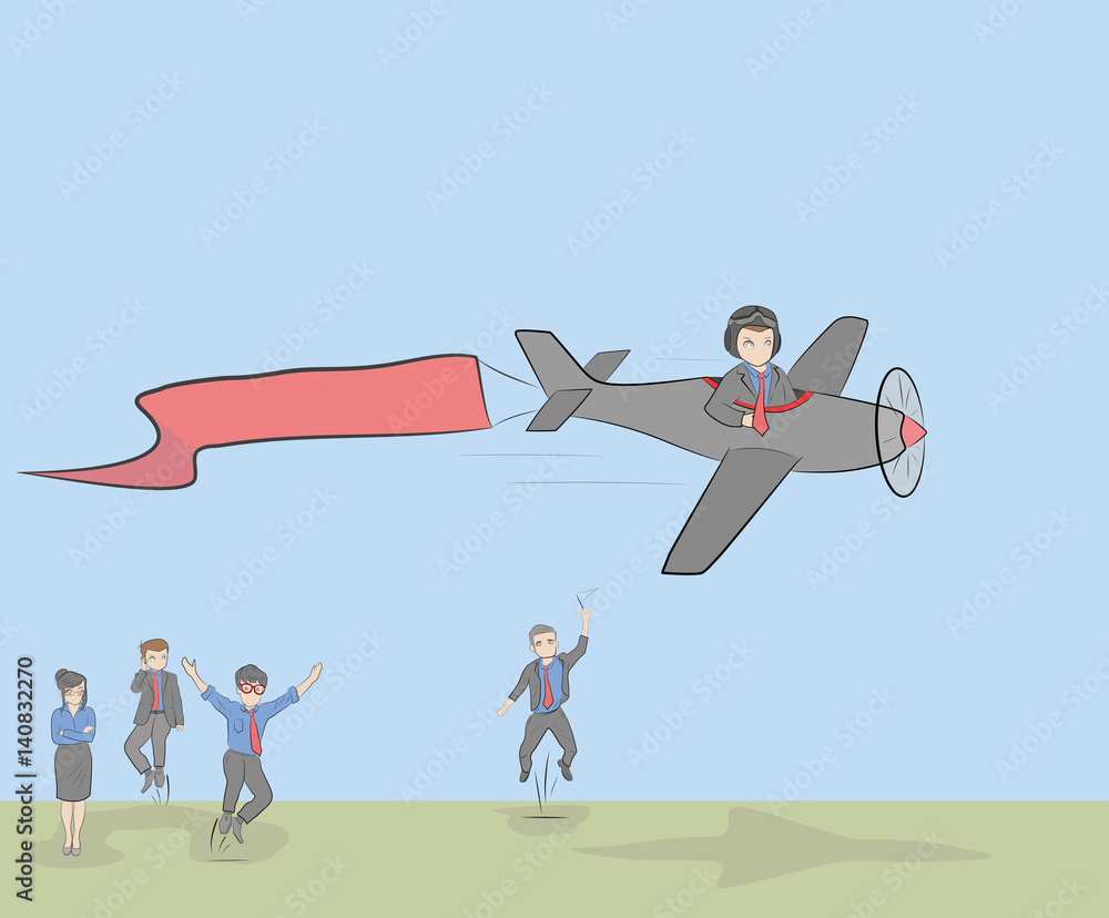 Man on the plane. Team work in business. Launch ideas. vector ...