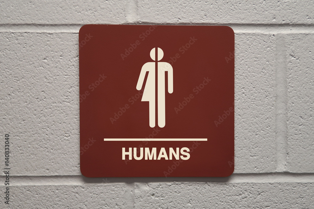 Close up of gender neutral restroom sign Stock Photo | Adobe Stock
