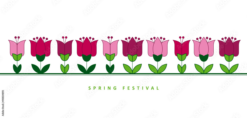 Simple floral landscape composition for header, card, background ...