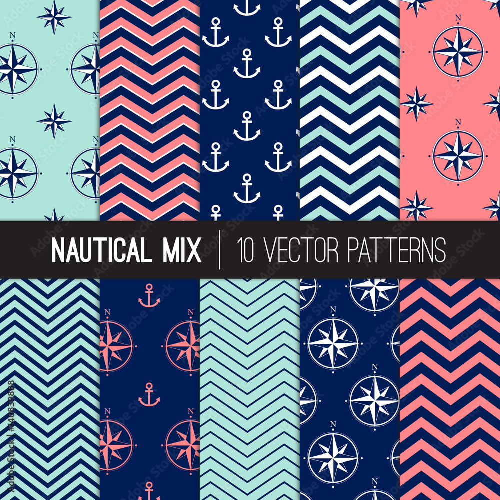 Navy And Pink Anchor Background