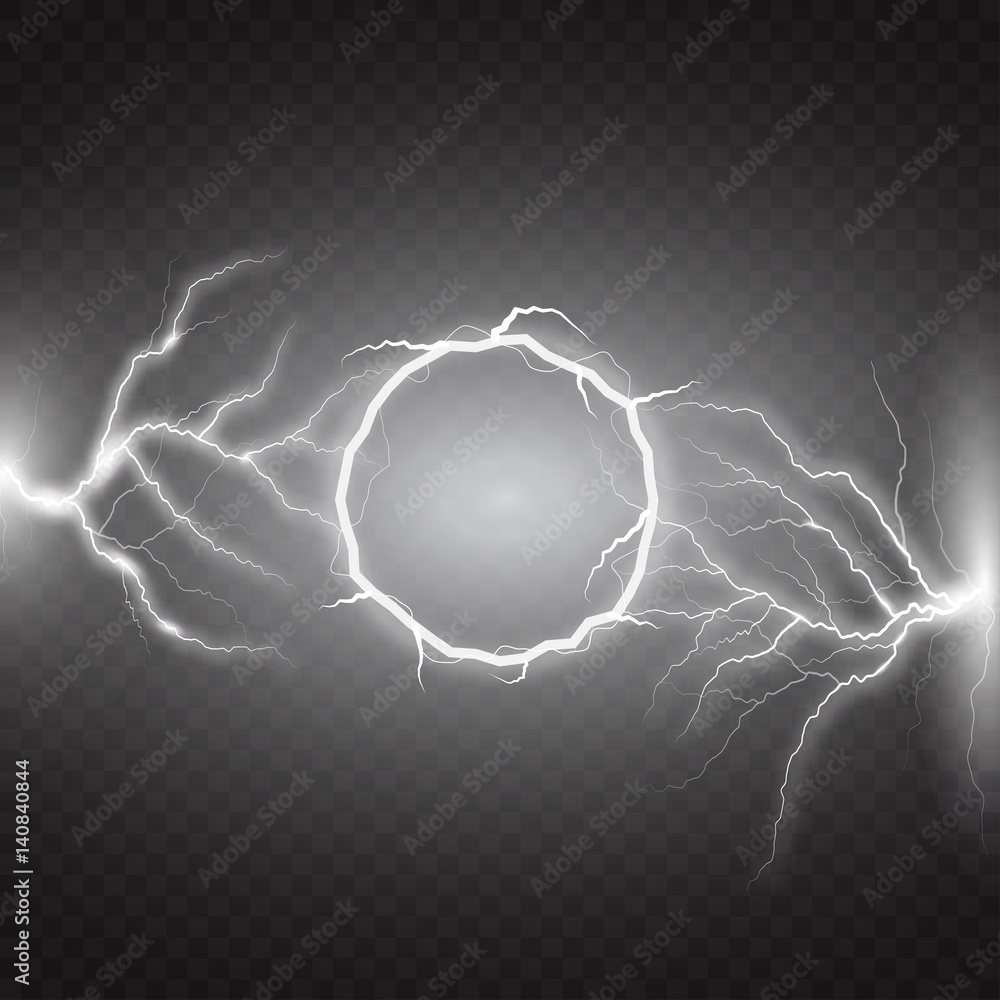 Lightning vector round text frame on transparent background. Stock ...