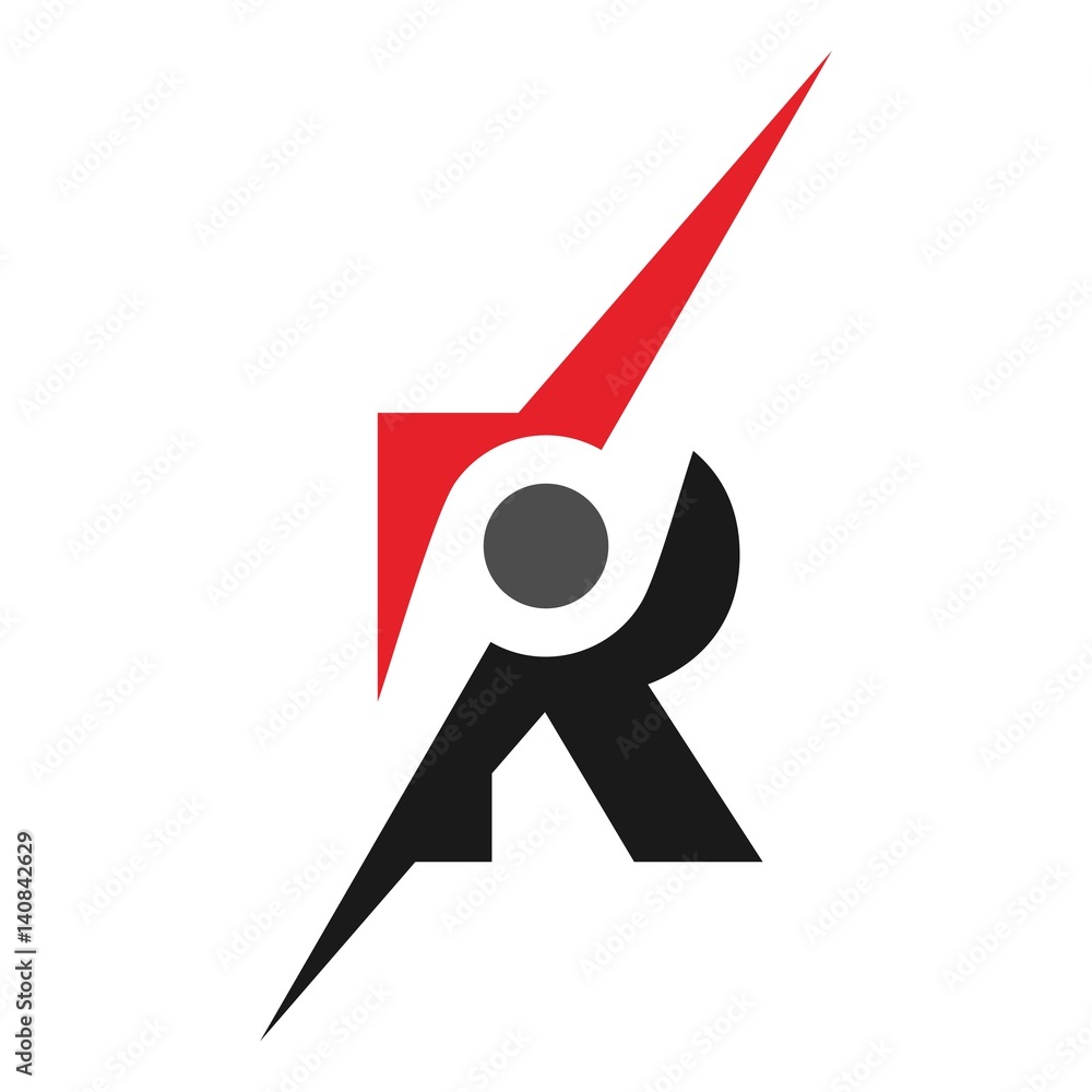 letter r with symbol of compass. logo vector. Stock Vector | Adobe Stock