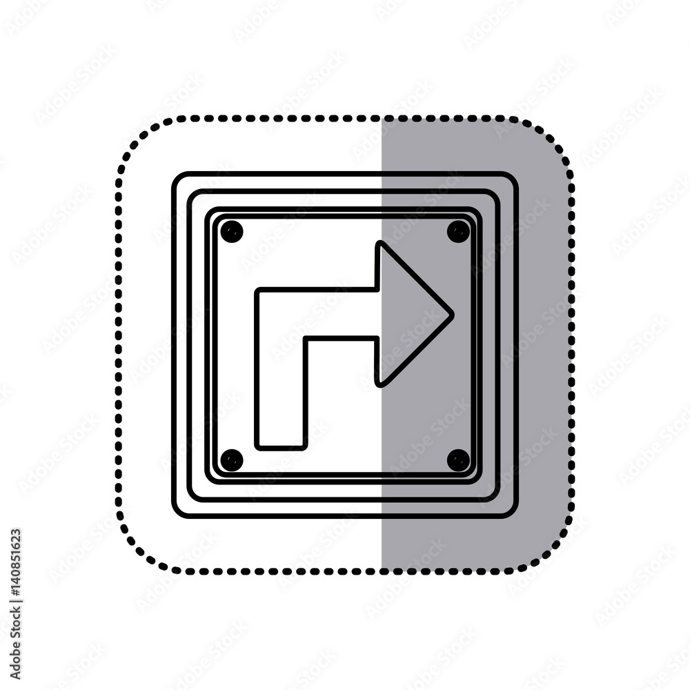 sticker silhouette square frame turn right traffic sign vector ...