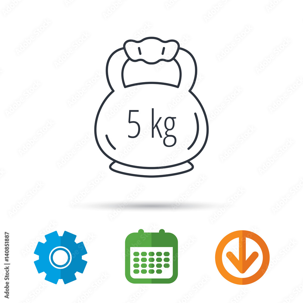 Weight icon. Weightlifting barbell sign. Power fitness symbol. Calendar ...