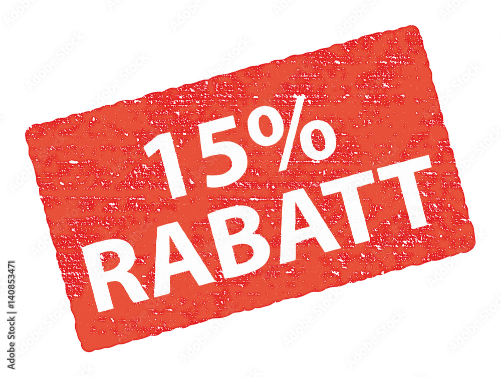 Stempel 15% Rabatt, rot Stock-Vektorgrafik | Adobe Stock