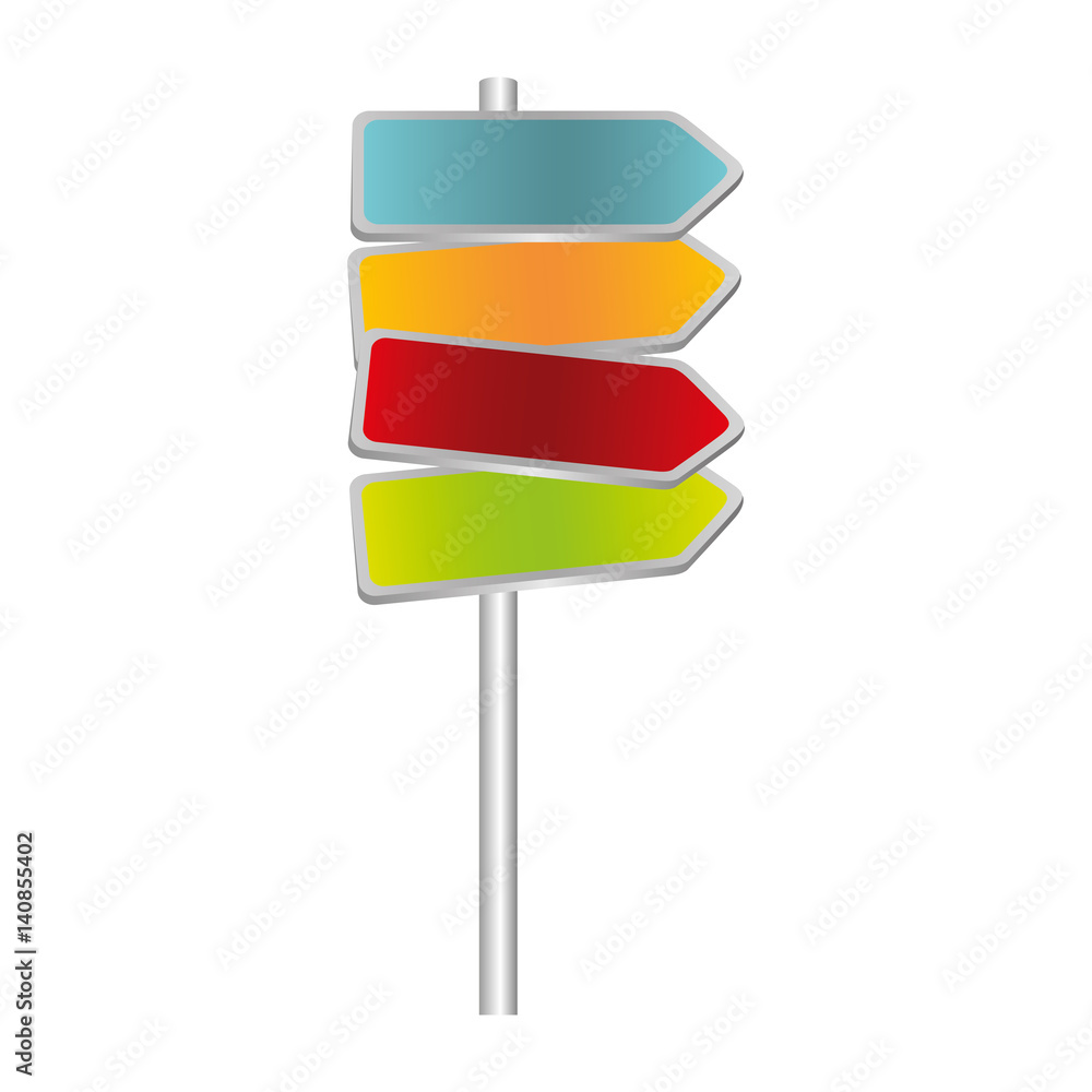 colorful multidirectional metallic plaque road sign vector illustration ...