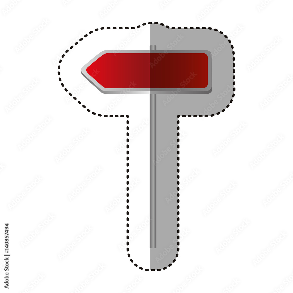 sticker metallic red direction board road signs vector illustration ...