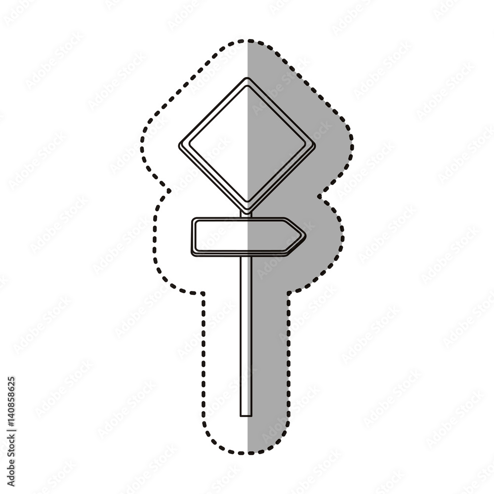 sticker silhouette metallic diamond shape traffic sign with direction ...