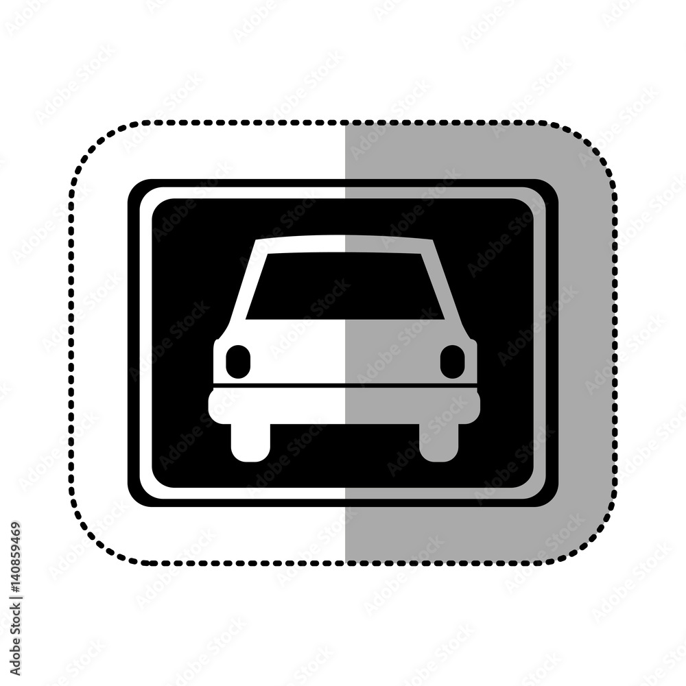 black square with car front inside, vector illustration design Stock ...