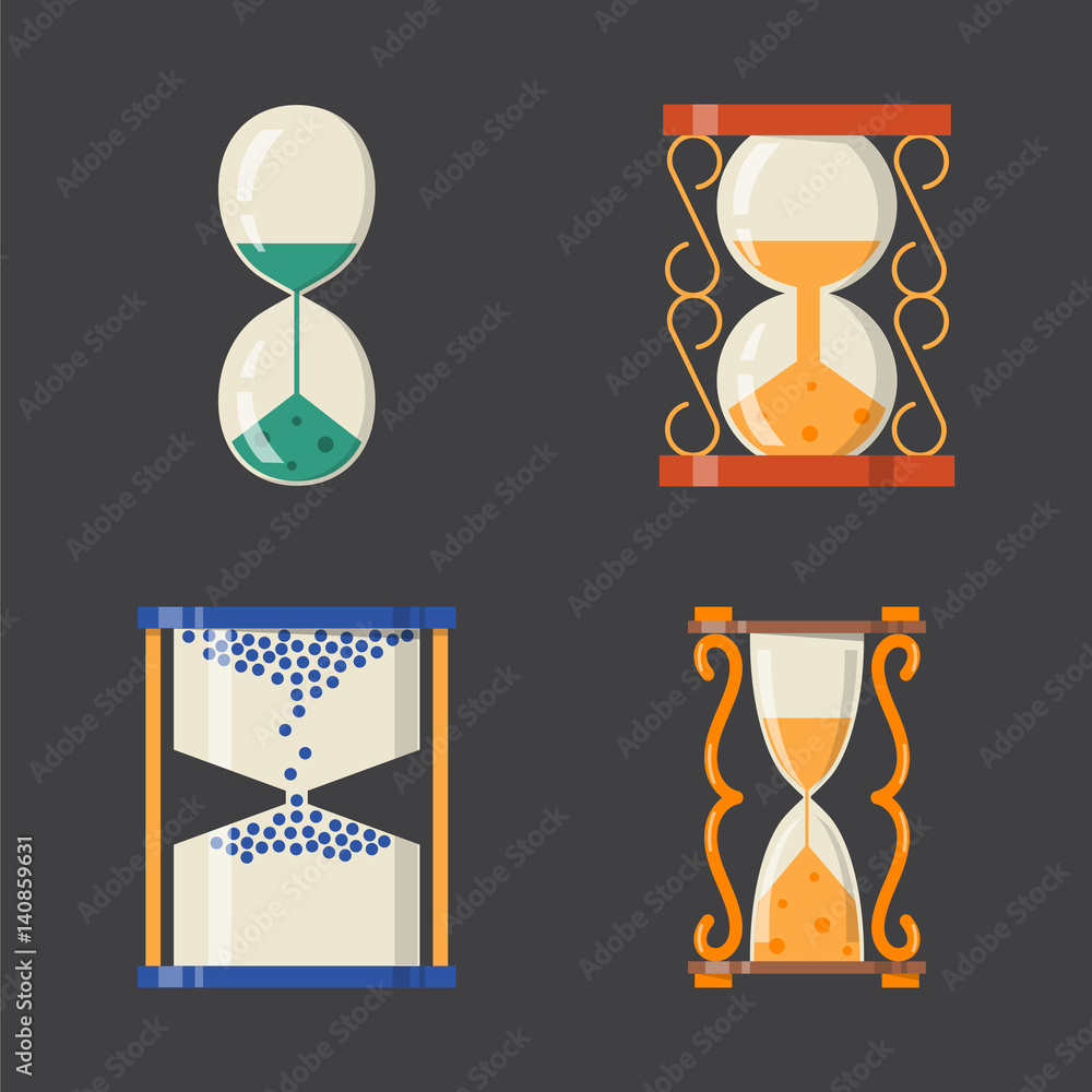 Sandglass icon time flat design history second old object and sand ...