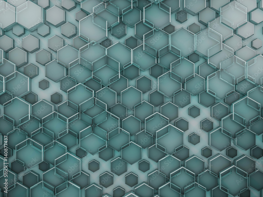 Hexagon abstract glass background. 3D rendering Stock Illustration ...