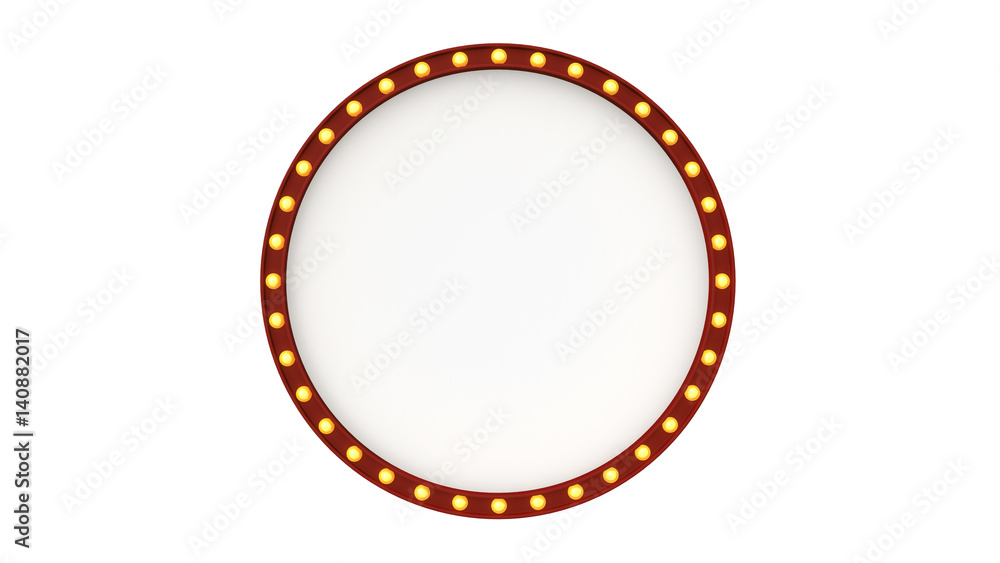 circle light board sign retro on white background. 3d rendering Stock ...