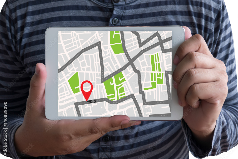 GPS Map to Route Destination Location,Street Map with GPS Icons ...