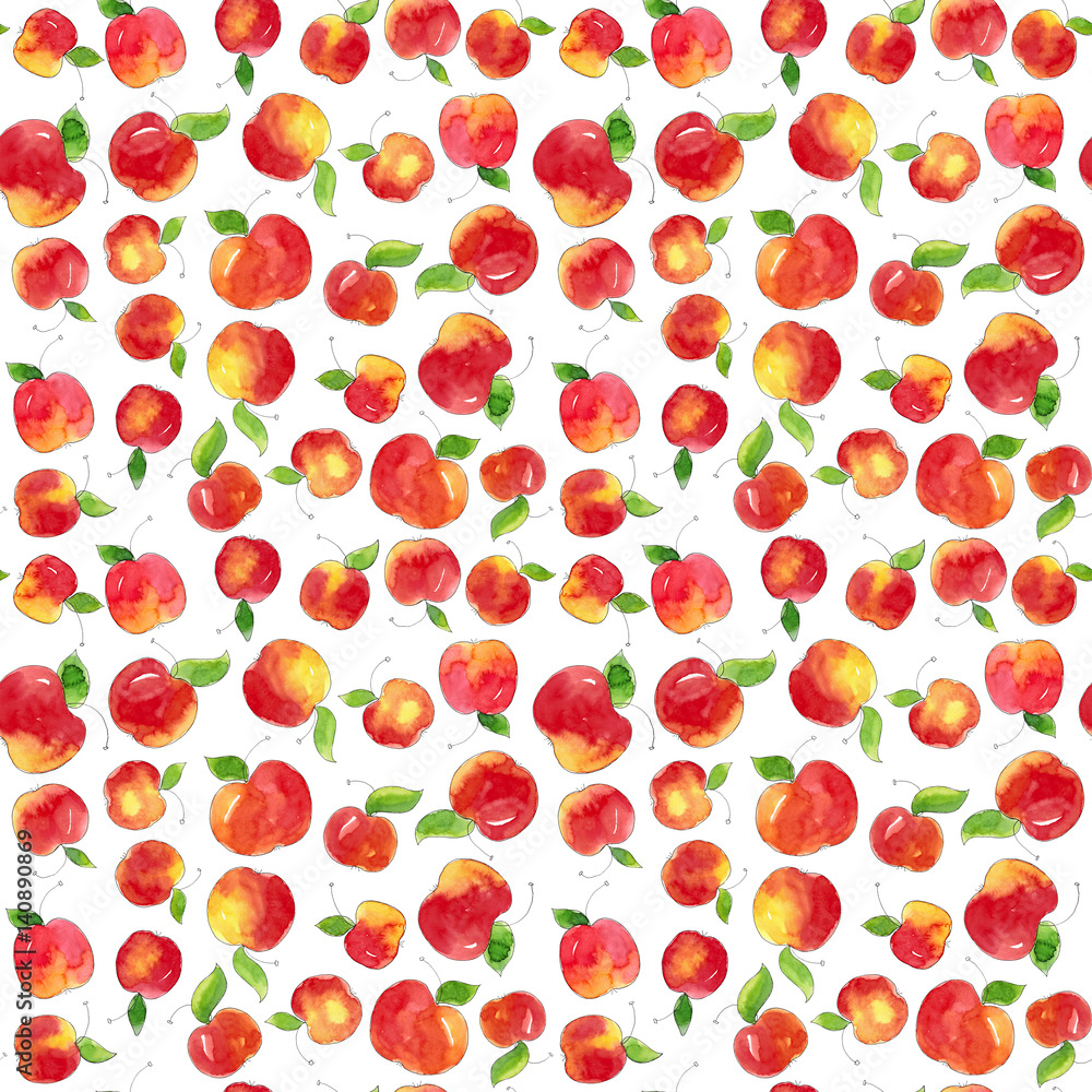 Watercolor hand drawn illustration seamless pattern background doodle ...