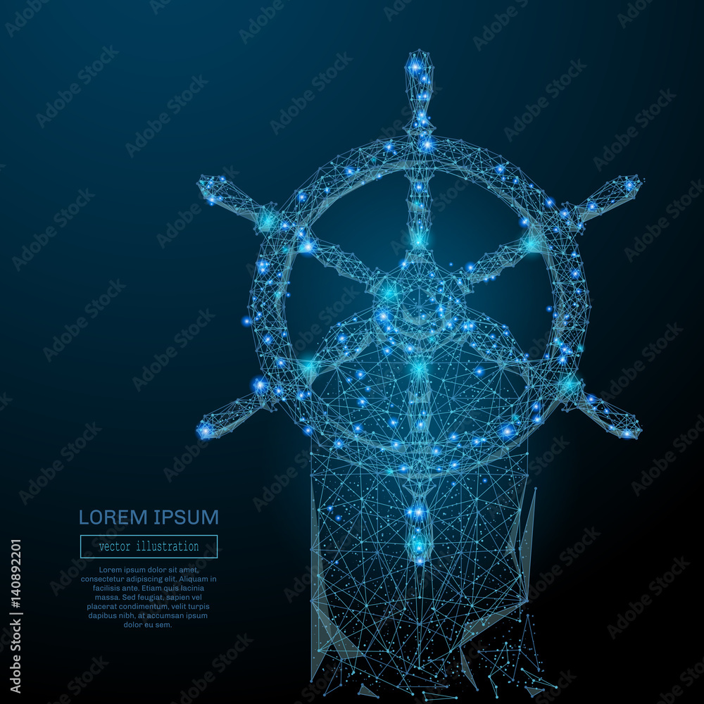 Abstract image of a steering wheel in the form of a starry sky or space ...