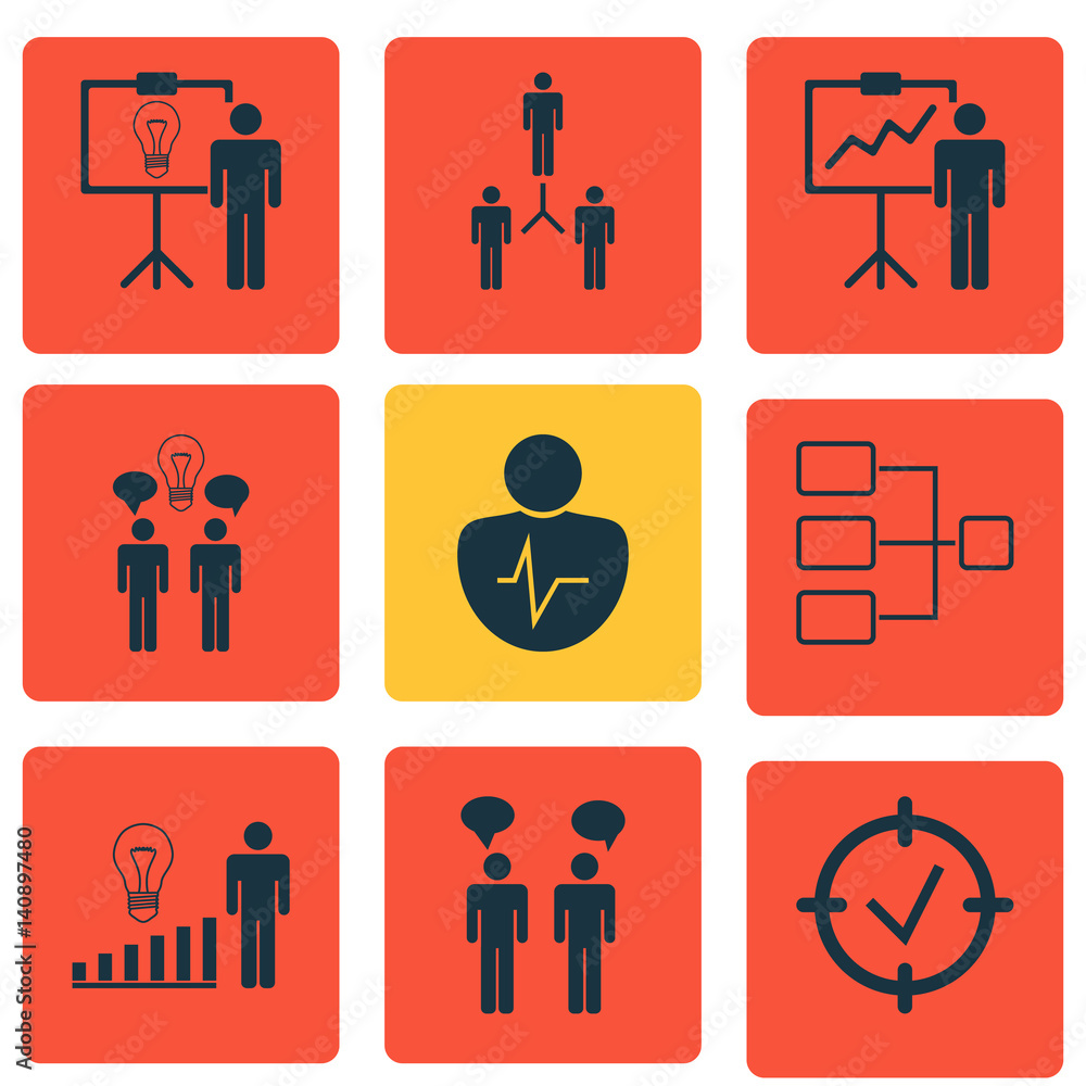 Set Of 9 Administration Icons. Includes Personal Character, Group ...