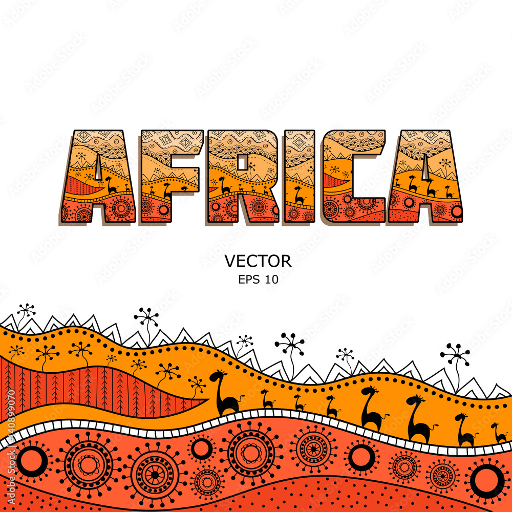 Template for design in the African style. African traditional elements ...