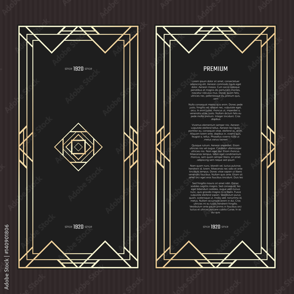 Vector geometric frame in Art Deco style. Rectangle abstract element ...