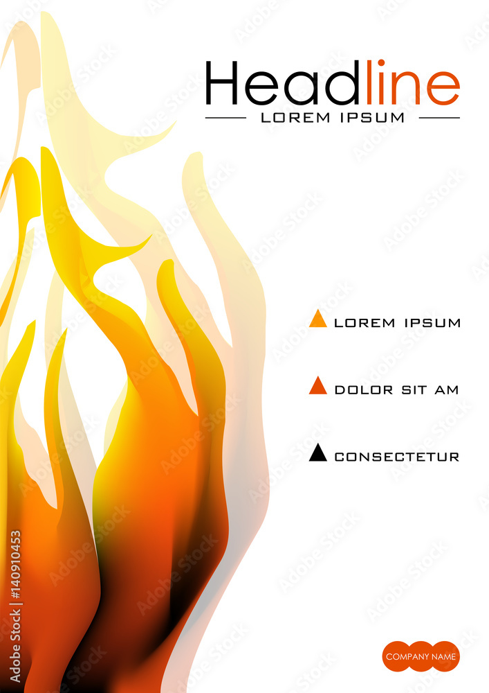 Book cover design with fire flames. Vector. Stock Vector | Adobe Stock