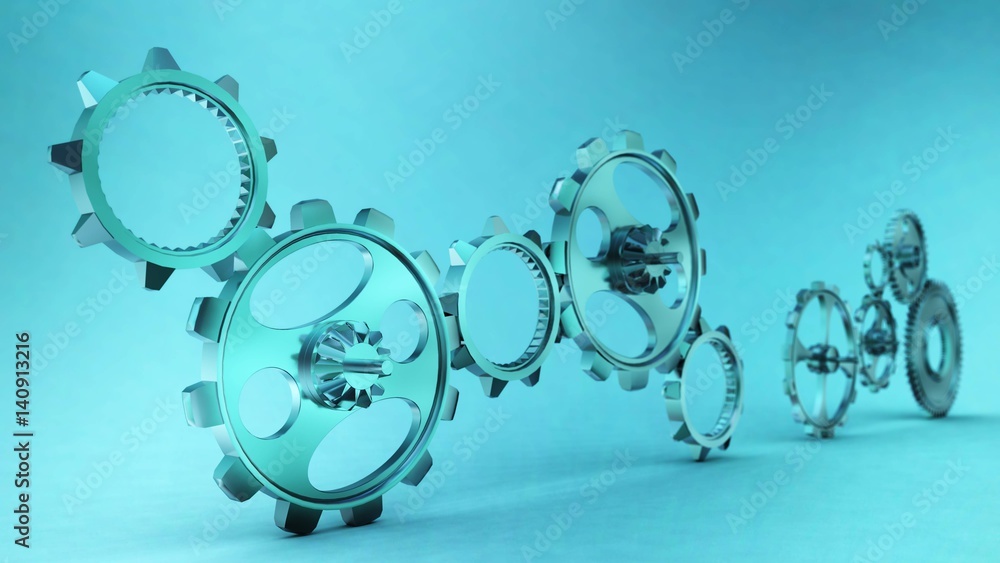 Beautiful mechanical background, gears, 3D rendering Stock Illustration ...