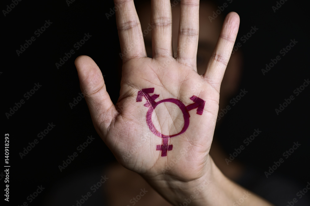 transgender symbol in the palm of the hand Stock Photo | Adobe Stock