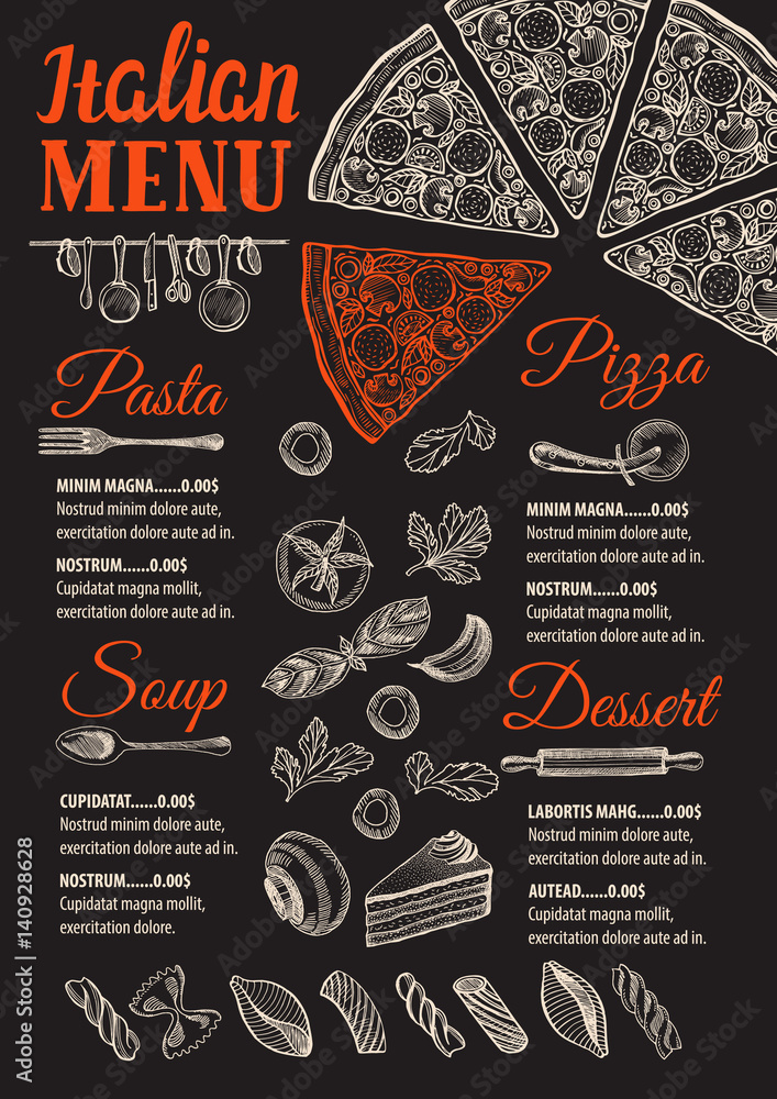 Pizza menu restaurant, food template. Stock Vector | Adobe Stock