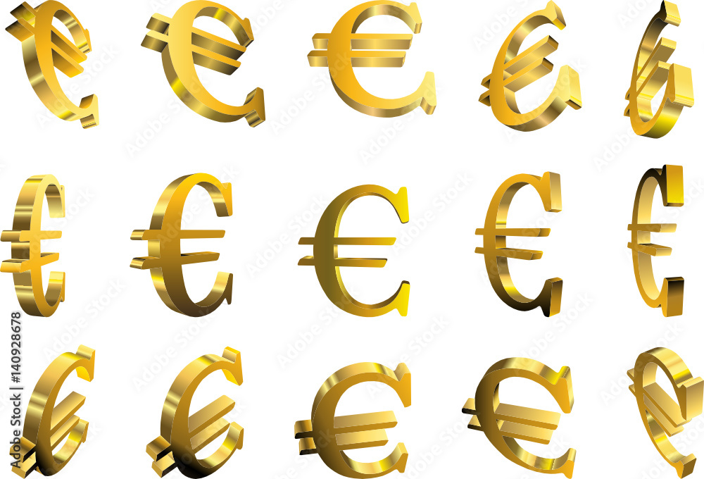 3d illustration of a rotated euro symbol Stock Vector | Adobe Stock